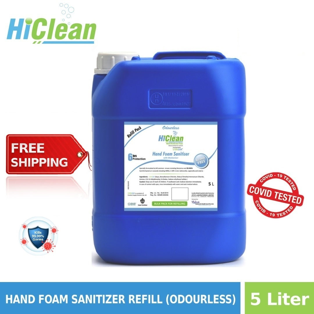 HiClean Hand Foam Sanitiser Refill (Odourless) - 5 Liter – Medinostic Healthcare