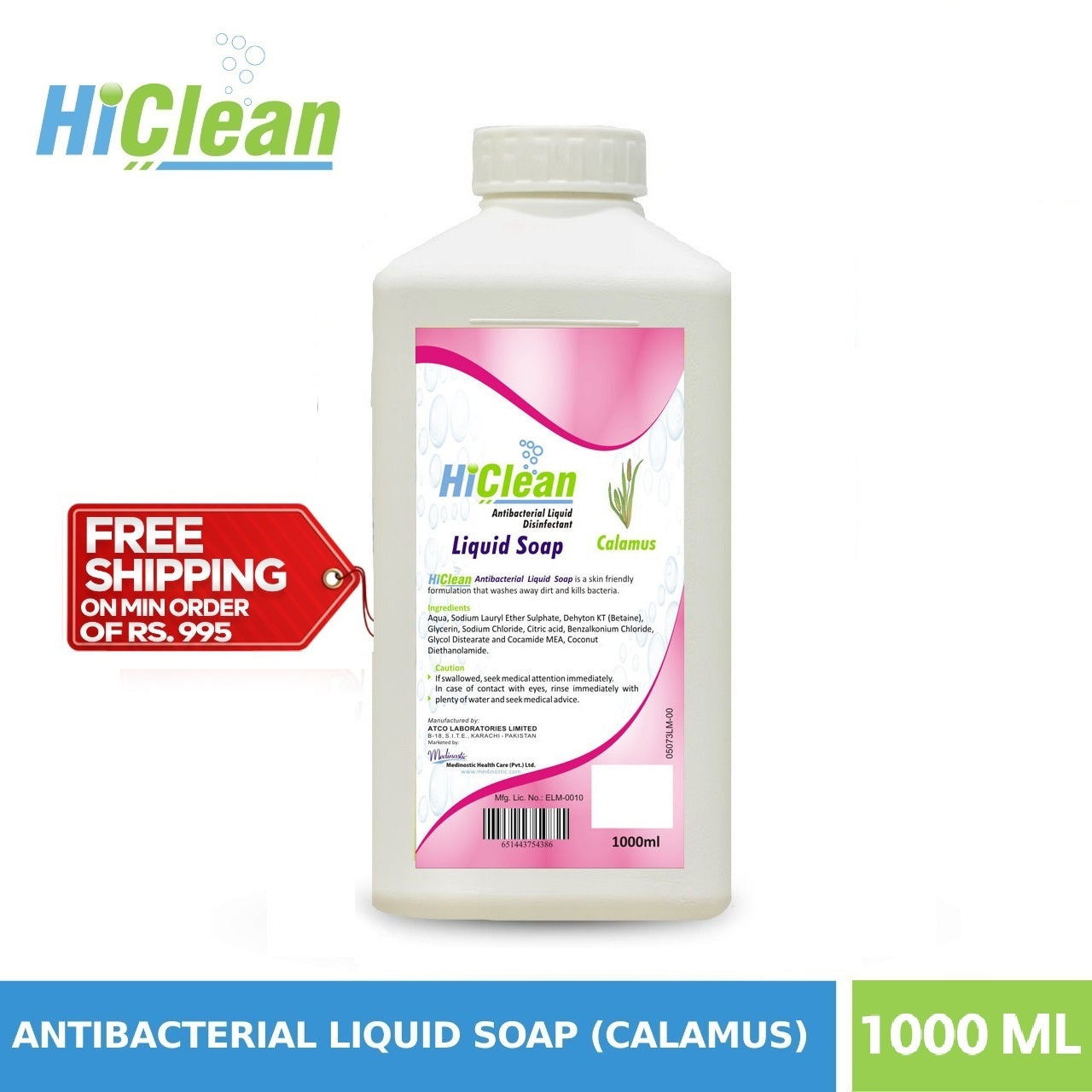 HiClean Antibacterial Liquid Soap - 1000ml (Calamus) Refill – Medinostic Healthcare