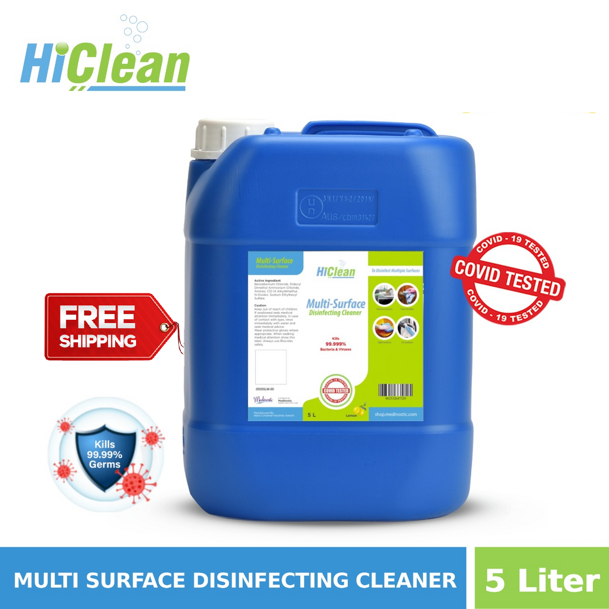 HiClean Multi Surface Disinfecting Cleaner (Lemon) - 5 Liter ...